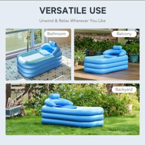 CO-Z Inflatable Adult Bath Tub, Free-Standing Blow Up Bathtub with Foldable Portable Feature for Adult Spa with Electric Air Pump (High-Density PVC)