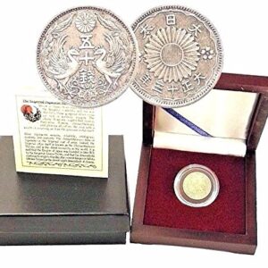 1922 JP Imperial Japanese Silver Coin-50 Sen, In Beautiful Presentation Box With Story Card and Certification. 18mm Fine