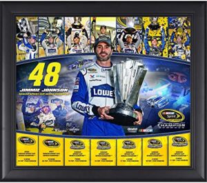 jimmie johnson framed 15" x 17" 2016 sprint cup champion 7-time nascar champion collage - nascar driver plaques and collages