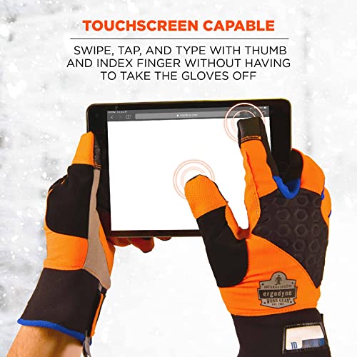 Waterproof Work Gloves, High Visibility, Thermal Insulated, Touchscreen, Enhanced Grip, Ergodyne ProFlex 818WP , Orange