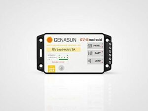 genasun gv-5-pb-12v, 5 a mppt solar charge controller for 12 v lead-acid batteries and 5 a load output with low voltage disconnect (lvd)