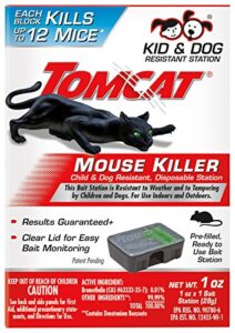 tomcat mouse killer disposable station for indoor/outdoor use - child & dog resistant, 1 station with 1 bait