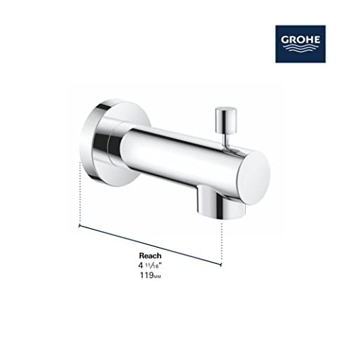 GROHE 13366000 Concetto Bathtub Faucet Tub Spout with Shower Diverter, Brass, Starlight Chrome