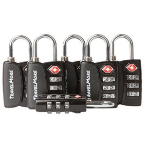 open alert indicator tsa approved 3 digit luggage locks to lock travel suitcase (6 pack, black)