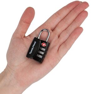 Open Alert Indicator TSA Approved 3 Digit Luggage Locks to Lock Travel Suitcase (6 Pack, Black)