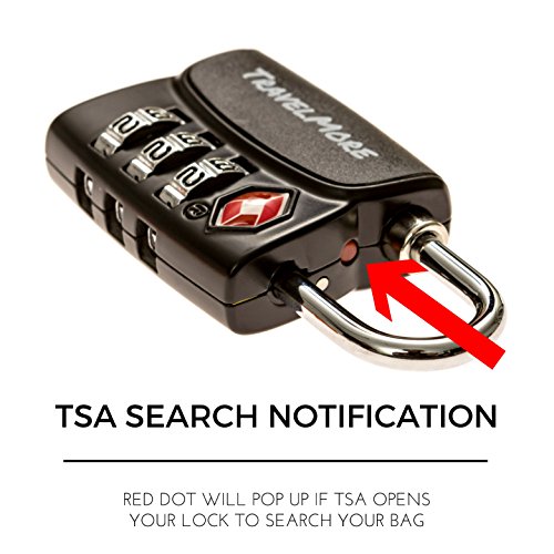 Open Alert Indicator TSA Approved 3 Digit Luggage Locks to Lock Travel Suitcase (6 Pack, Black)