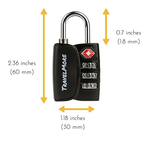 Open Alert Indicator TSA Approved 3 Digit Luggage Locks to Lock Travel Suitcase (6 Pack, Black)