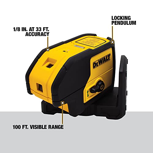 DEWALT Laser Level, 3 Spot Laser, Green, (DW083CG),Black