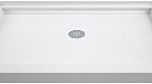 DreamLine SlimLine 32 in. D x 42 in. W x 2 3/4 in. H Center Drain Single Threshold Shower Base in White, DLT-1132420