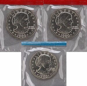 1980 various mint marks p d & s susan b. anthony sba gem unc bu dollars original mint cello collection uncirculated