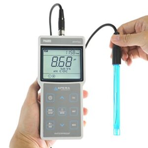 Apera Instruments AI421 PH400S Portable Ph Meter Kit, 0.01 Ph Accuracy, -2.00 to 19.99 pH Range, GLP Data Management (500 Groups of Data Storage), USB Data Output, 1.3" Height, 3.4" Wide, 7" Length