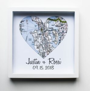 heart map framed art map heart wedding gifts for couples unique wedding gift wedding present wedding gift ideas