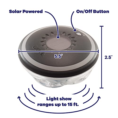 GAME 3547-BB Floating Show Underwater Pool, Solar Powered, 7 LED Light Modes, Lasts up to 6 Hours, Auto On/Off, 5.5 Inches Diameter, Grey