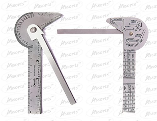 MULTI PURPOSE Protractor Square Rule Centre Finder Divider Drill Point Gauge