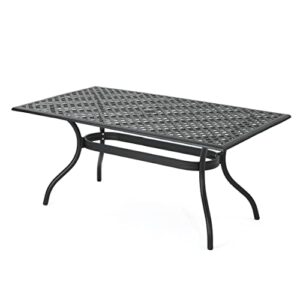 christopher knight home cayman cast aluminum rectangle table, black sand