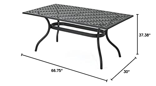 Christopher Knight Home Cayman Cast Aluminum Rectangle Table, Black Sand