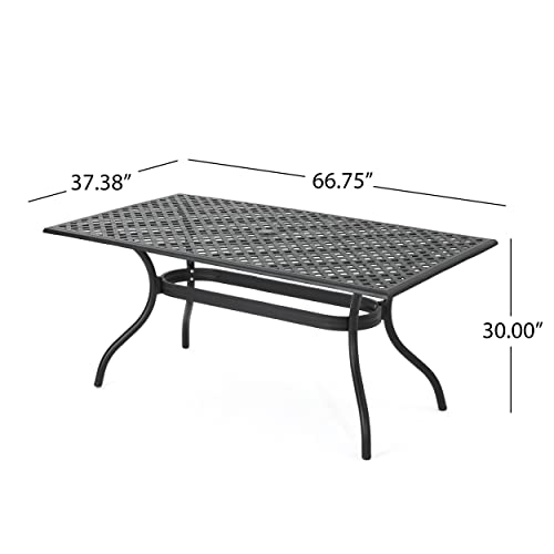 Christopher Knight Home Cayman Cast Aluminum Rectangle Table, Black Sand