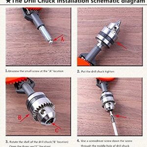 WEICHUAN Manual Hand Drill 3/8-Inch Capacity-Powerful and Speedy, Manual 3/8 inch Mini Hand Drill with Finely Cast Steel Double Pinions Design, 3 Jaw Chucks and Grip Handle