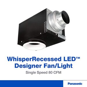 Panasonic FV-08VRE2 WhisperRecessed LED Designer Fan - Bathroom Exhaust Fan with Recessed LED Light - Quiet Energy Star-Certified Ceiling Fan 80 CFM