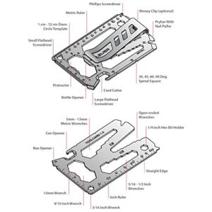 Lever Gear Toolcard Pro - 40 in 1 Credit Card Multitool. Slim, Minimalist Survival Card Wallet Tool Card. TSA Approved Multitool Card Pocket Tool. (Silver)