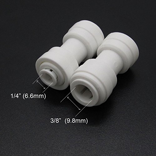 5 PCS 1/4" -3/8" Double Push Straight Water Tube Quick Connect Reverse Osmosis White