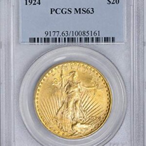 1924 $20 Gold St. Gaudens MS63 PCGS