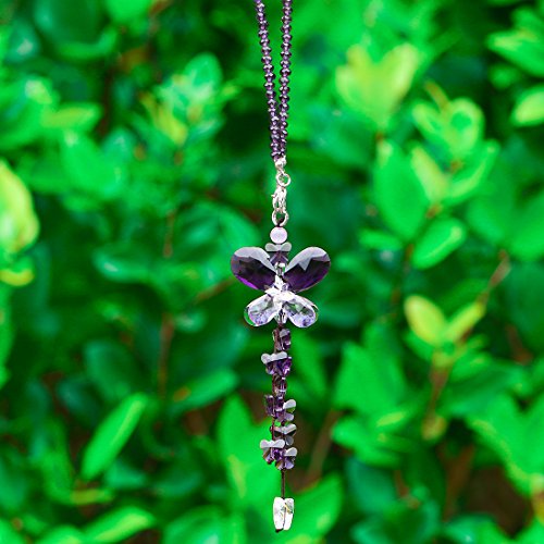 H&D HYALINE & DORA Car Charms Rear View Mirror Accessories,Crystals Ornaments Chandelier Crystals Hanging Prisms Fengshui Suncatcher Rainbow Pendant Maker Car Charm (Purple)