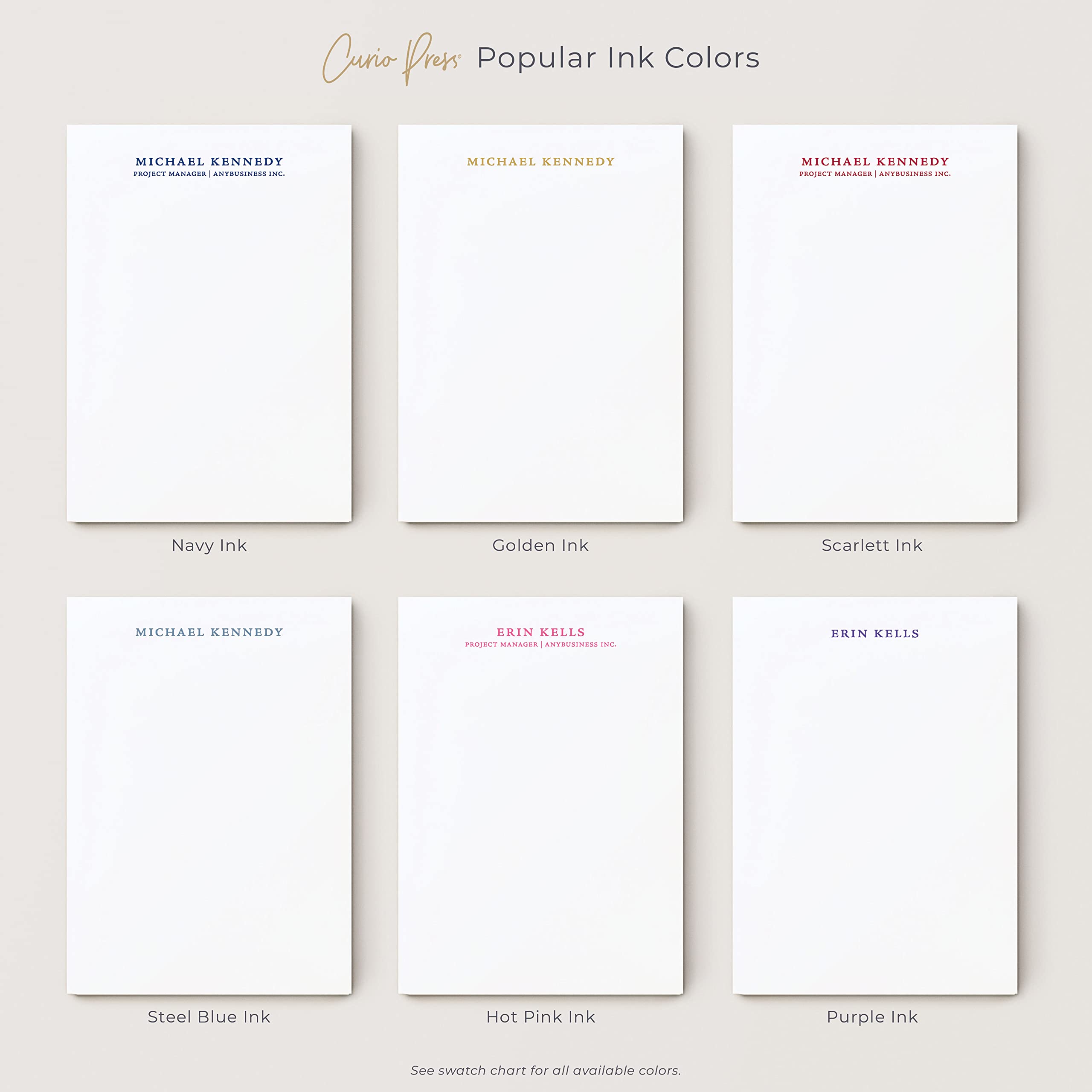 Traditional Personalized Notepads - Small Notepad 5x7 w/ 50 Printed Sheets – Professional Personalized Stationery – Simple & Classy Desk Supplies – Customizable up to 8x10”- Simplicity Notepad