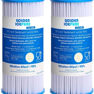 GOLDEN ICEPURE 5 Micron 10" x 4.5" Whole House Sediment Pleated Water Filter Compatible for DuPont WFHDC3001, GE FXHSC, Culligan R50-BBSA, R50-BB, W50PEHD, GXWH40L, CP5-BBS 2-PACK