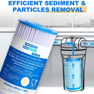 GOLDEN ICEPURE 5 Micron 10" x 4.5" Whole House Sediment Pleated Water Filter Compatible for DuPont WFHDC3001, GE FXHSC, Culligan R50-BBSA, R50-BB, W50PEHD, GXWH40L, CP5-BBS 2-PACK