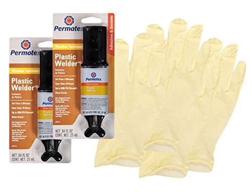 Permatex 5 Minute Plastic Welder Epoxy Bundle with Latex Gloves (6 Items)