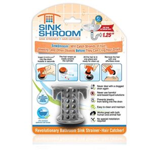 sinkshroom the revolutionary sink drain protector hair catcher/strainer/snare, gray