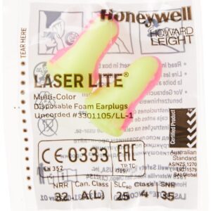 Howard Leight by Honeywell Laser Lite High Visibility Disposable Foam Earplugs, Pink/Yellow , 200-Pairs (LL-1) - 3301105