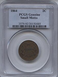 1864 two-cent pieces cent genuine pcgs