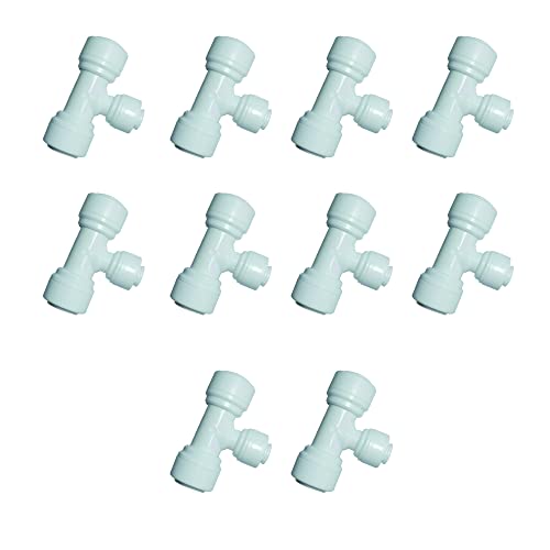 YZM Tee 3/8" to 1/4" to 3/8" OD tube Quick Connect fittings RO Water Filters (10pcs) …