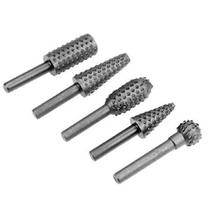 kangteer rotary wood rasp 5pcs rotary file set 1/4" shank wood carving rotary burr polishing drill bits(gary)