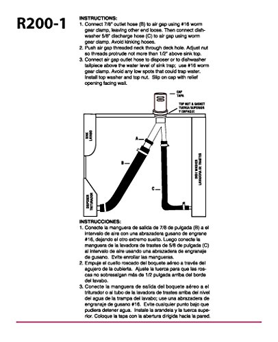 Westbrass R200-1-62 Air Gap Kit with Skirted Brass Cap, Powder Coat Flat Black