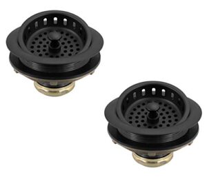 westbrass d2145-62 3-1/2" post style large kitchen sink basket strainer, matte black (2-pack)