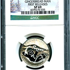 2015 CA Canada FIRST RELEASES Gingerbread Man Christmas Proof .9999 Silver Coin $20 SP69 NGC