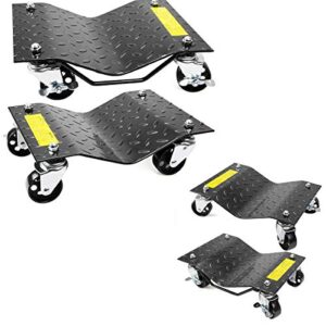 xtremepowerus 4-tires premium skates wheel car dolly repair slide vehicle car moving dolly (pack of 4) rated at 6000lbs.