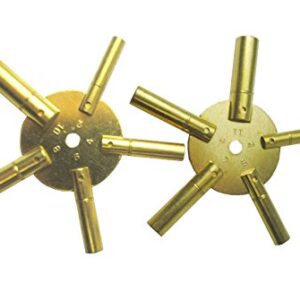 Brass Blessing : 2 pieces 5-in-1 Odd/Even Number Brass Clock Winding Key (5025)