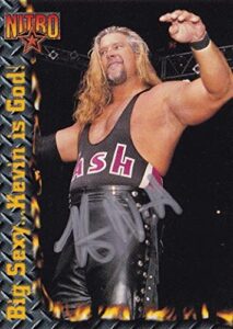 kevin nash signed 1999 topps wcw/nwo nitro card 68 wwe big sexy is god autograph - autographed wrestling cards