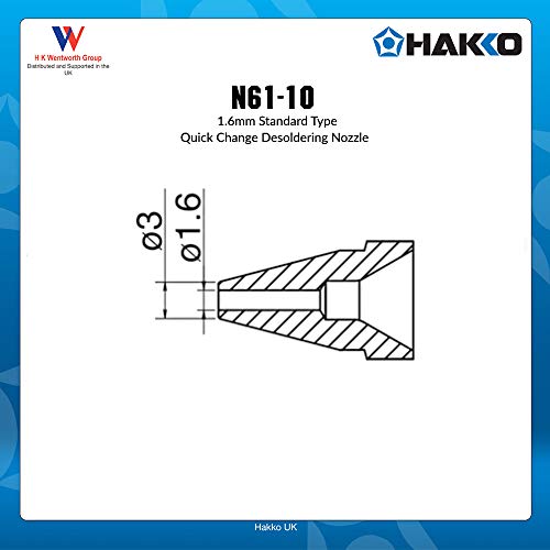 Hakko N61-10 Desoldering Nozzle, 1.6mm, Silver