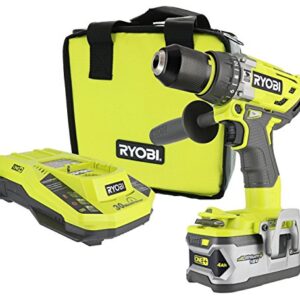 Ryobi P1813 One+ 18V Lithium Ion 750 Inch Pound Cordless Hammer Drill Power Tool Kit (Includes Battery Charger and Bag)