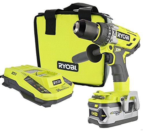 Ryobi P1813 One+ 18V Lithium Ion 750 Inch Pound Cordless Hammer Drill Power Tool Kit (Includes Battery Charger and Bag)