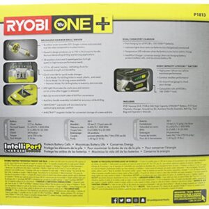 Ryobi P1813 One+ 18V Lithium Ion 750 Inch Pound Cordless Hammer Drill Power Tool Kit (Includes Battery Charger and Bag)