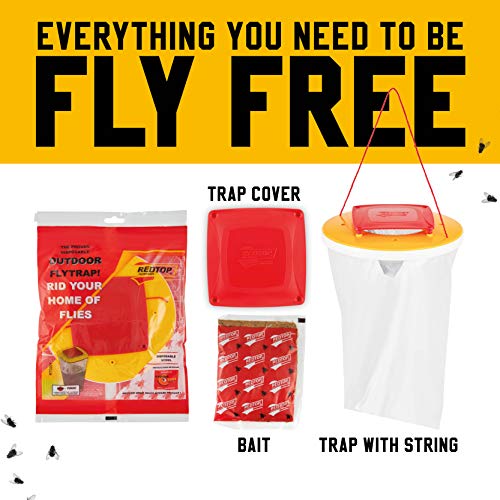 Redtop Flycatchers Standard Size - 100% Non-Toxic Disposable Outdoor Fly Trap - Designed to Attract Egg-Laying Females (4)