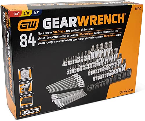 GEARWRENCH 84 Pc. Master SAE/Metric Hex And Torx Bit Socket Set - 80742