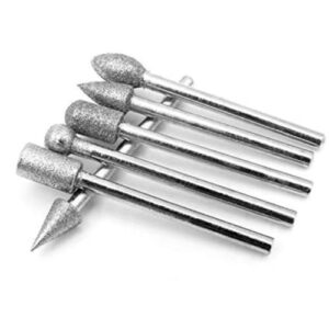 Stone Carving Set Diamond Burrs for Engraving, Grinding, Polishing Stone, Rocks, Jewelry, Glass, Ceramics, Nails Compatible with Dremel Rotary Tools 1/8 inch Shank 20 Pieces Set