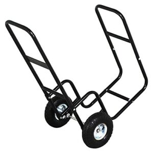 go2buy Firewood Log Cart Carrier Wood Rack Storage Mover Outdoor Indoor, Firewood Cart Firewood Hauler Rack with Wheels